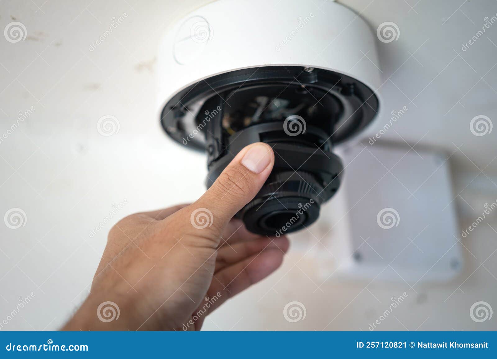 Adjusting for Installation of Security Camera Stock Image - Image of ...