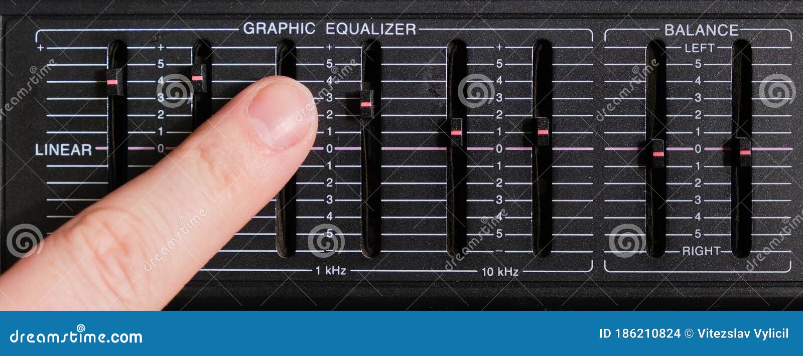 Adjusting the Sound Frequency Balance Using Equalizer Faders Stock ...