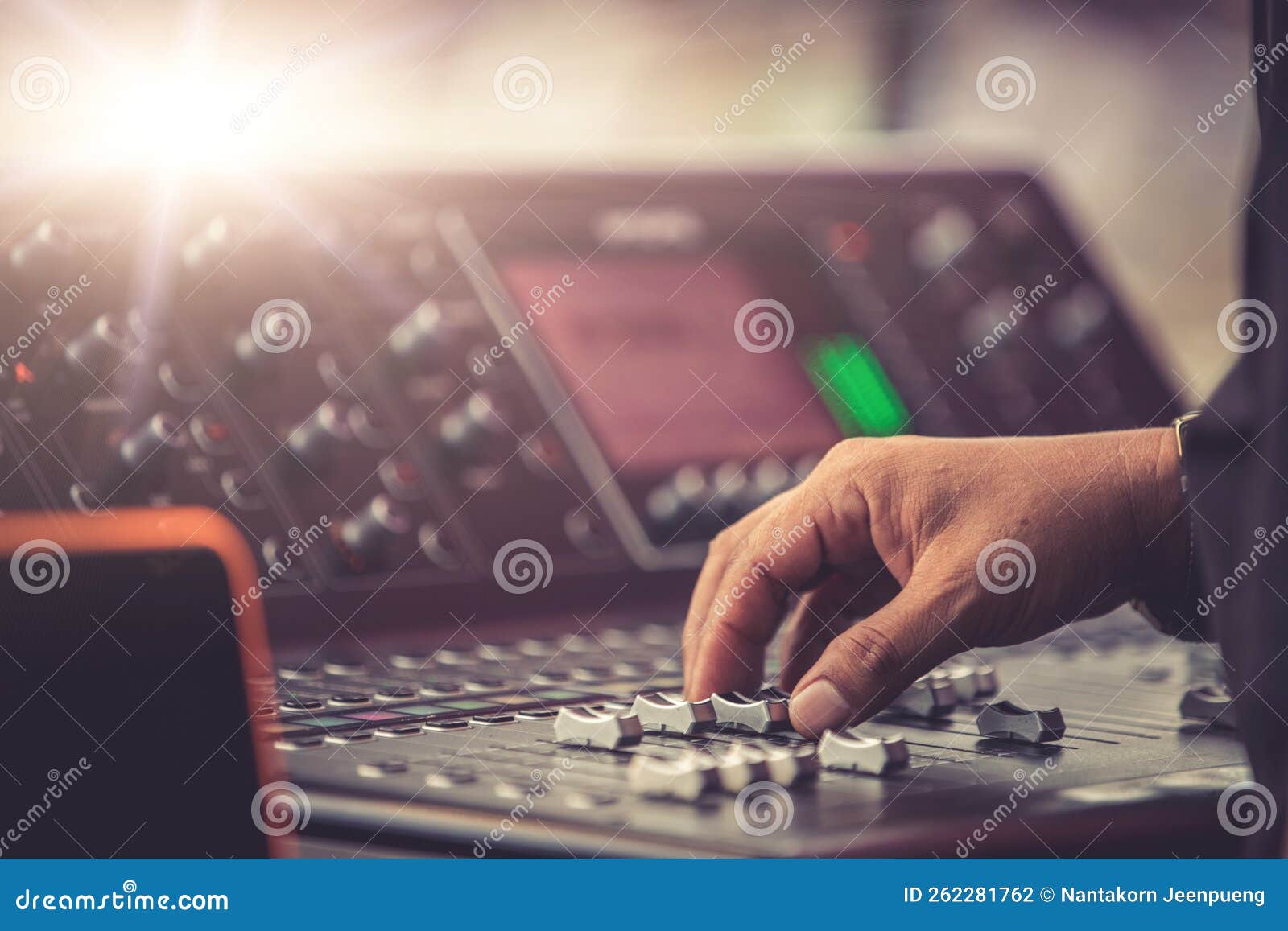 Adjusting the Sound System in Front of the Concert Stage. Stock Photo ...