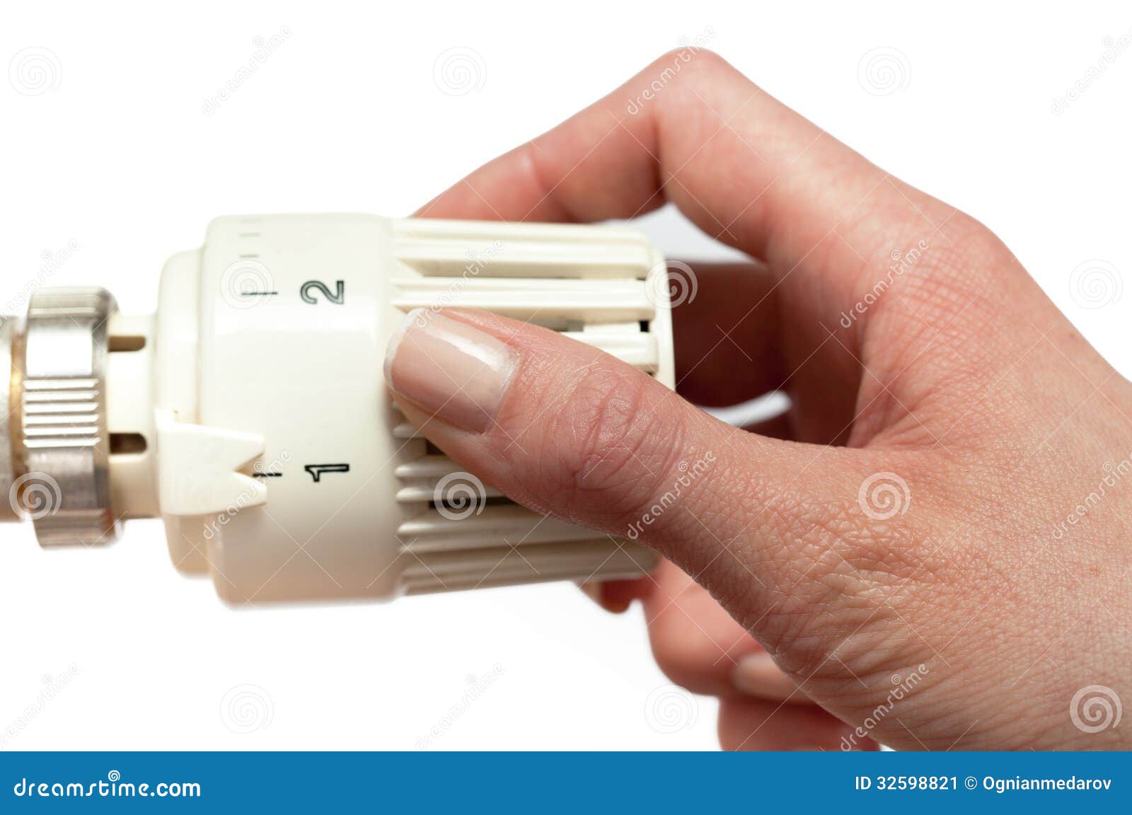 Adjusting a Temperature Thermostat Stock Image - Image of household ...