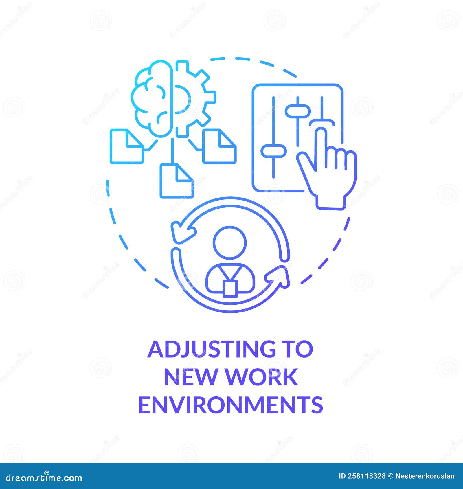 Adjusting To New Work Environments Blue Gradient Concept Icon Stock ...