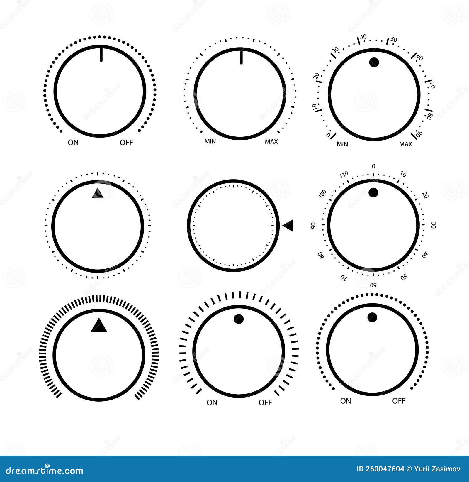Adjustment Dial. Rotary Dials with Round Scale Volume Level Knob and ...