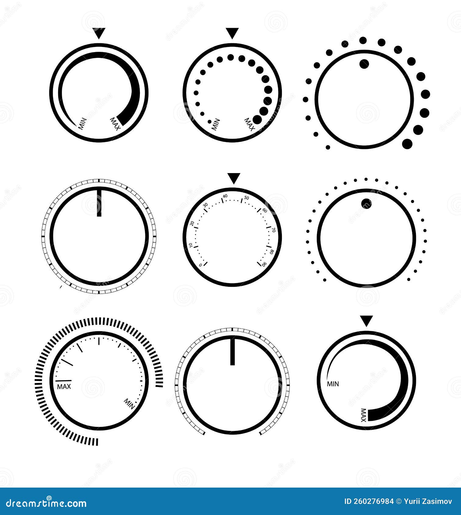 Adjustment Dial. Rotary Dials with Round Scale Volume Level Knob and ...