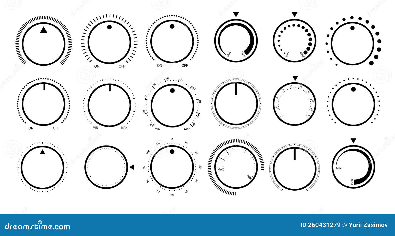 Adjustment Dial. Rotary Dials with Round Scale Volume Level Knob and ...