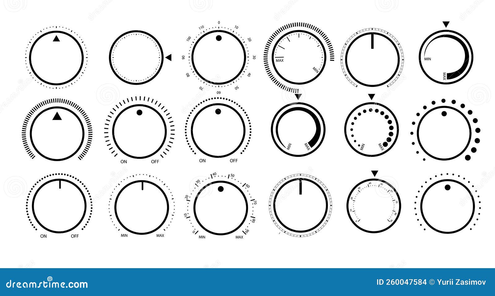Adjustment Dial. Rotary Dials with Round Scale Volume Level Knob and ...