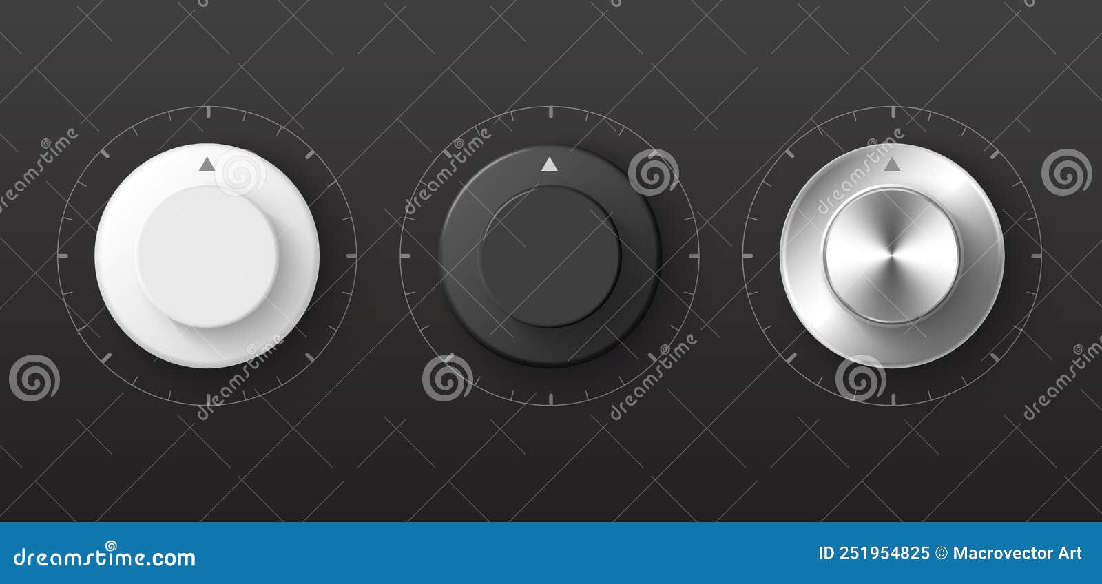 Round Adjustment Dial Realistic Set Cartoon Vector | CartoonDealer.com ...