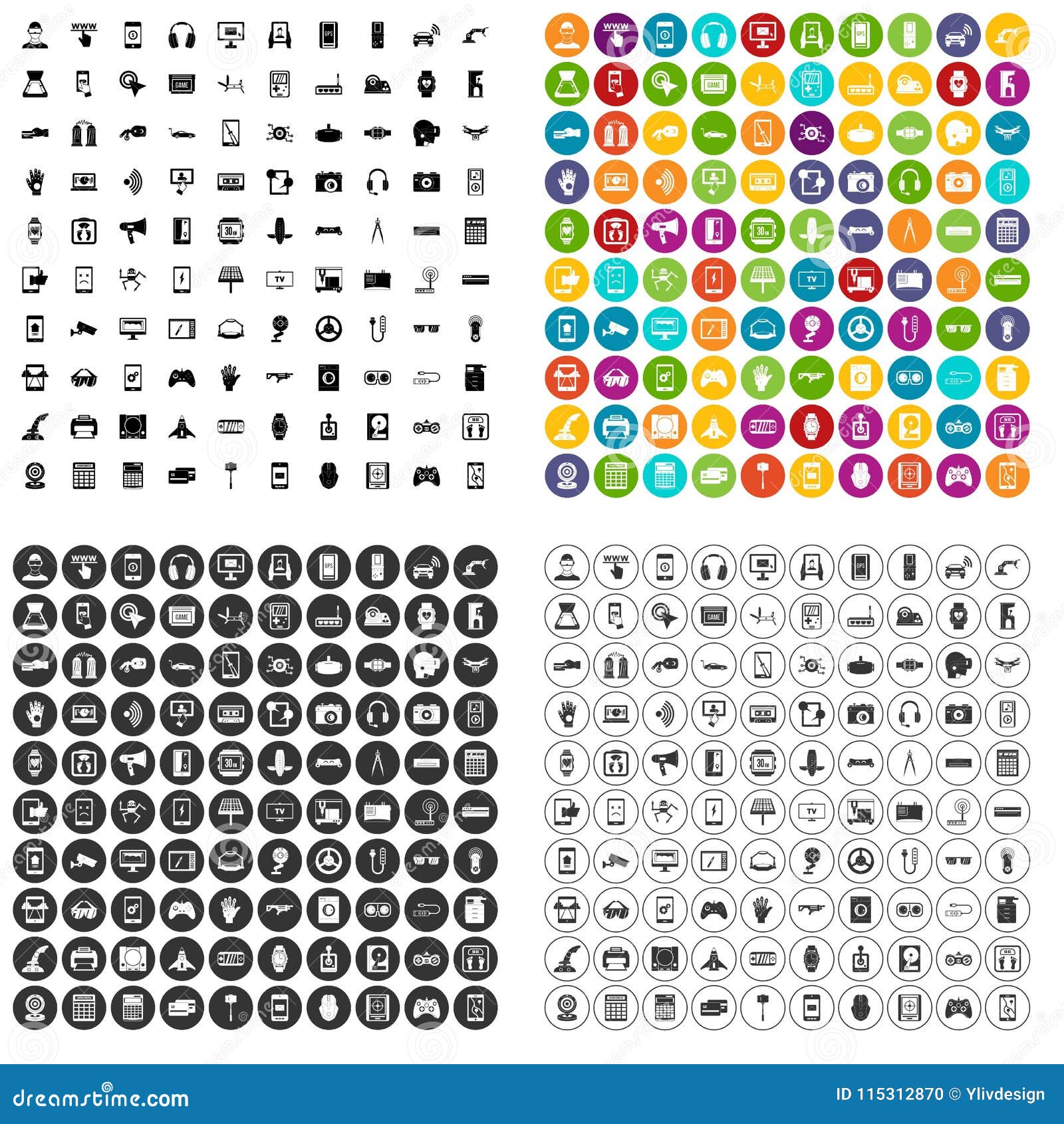 100 Adjustment Icons Set Vector Variant Stock Vector - Illustration of ...