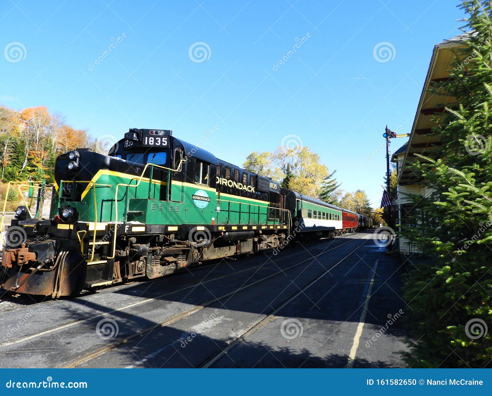 Adirondack Railroad Fall Excursion Train Sits at Thendara Station ...