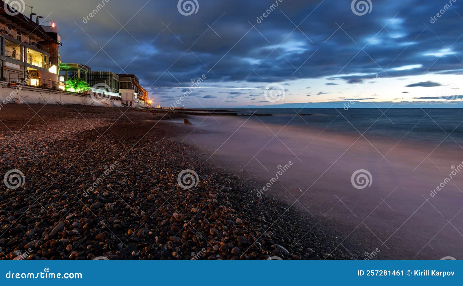 Adler S Evening Embankment with a Trace of a Passing Plane Stock Image ...