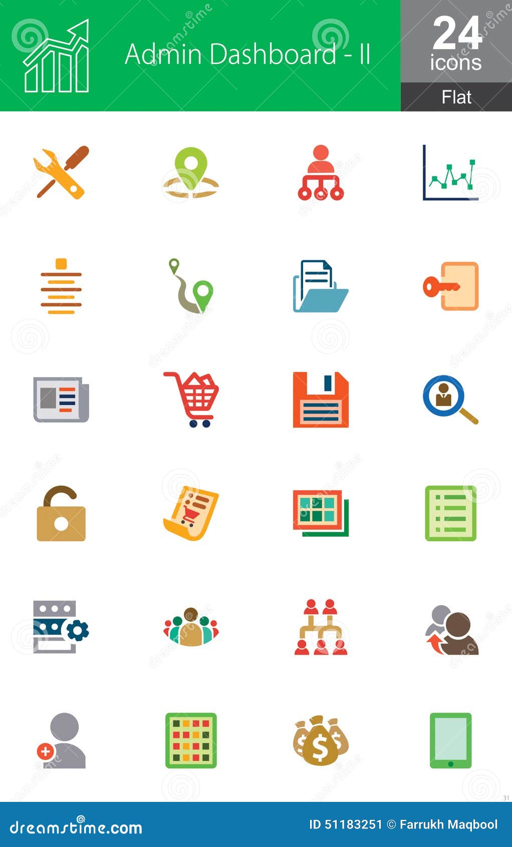 Admin Dashboard Flat II stock illustration. Illustration of dashboard ...