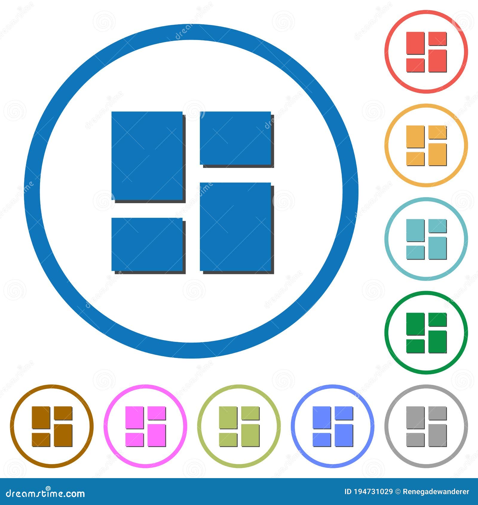 Admin Dashboard Panels Icons with Shadows and Outlines Stock Vector ...