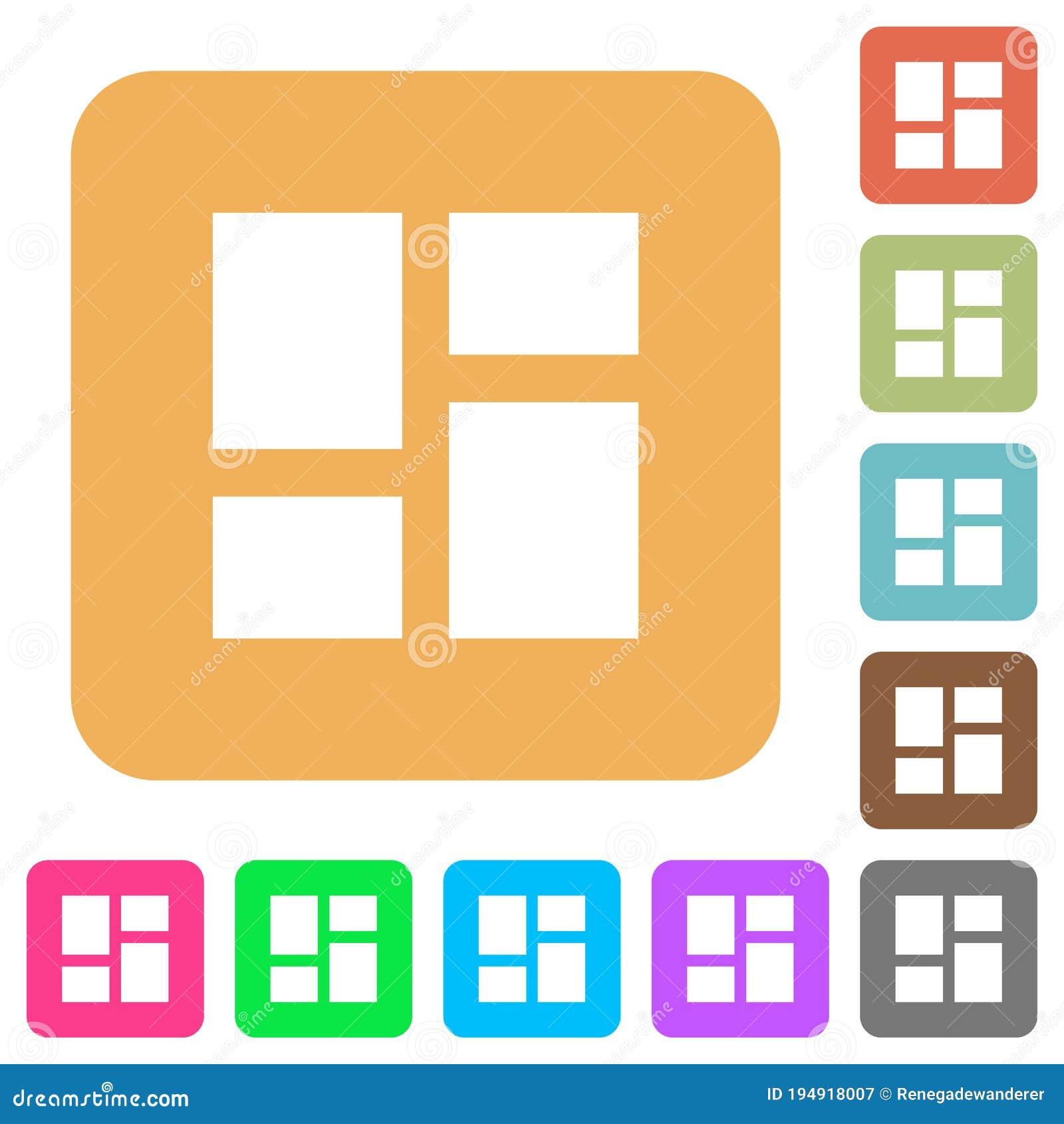 Admin Dashboard Panels Rounded Square Flat Icons Stock Vector ...