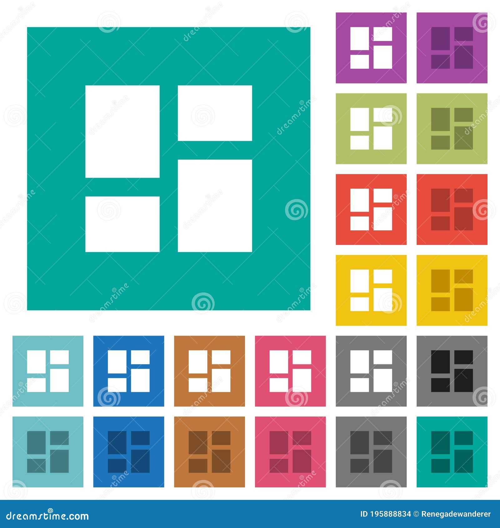 Admin Dashboard Panels Square Flat Multi Colored Icons Stock Vector ...