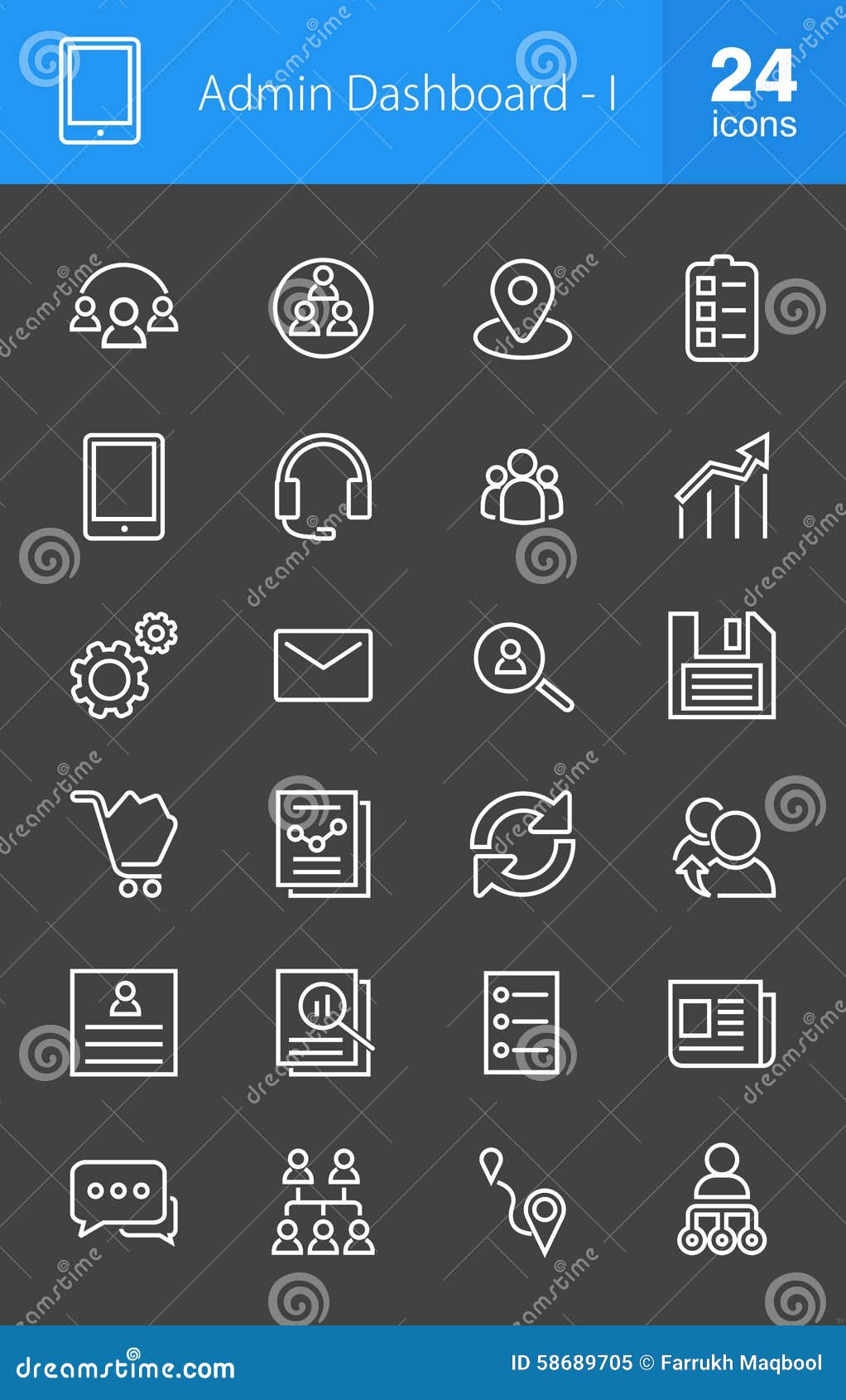 Admin Dashboard stock vector. Illustration of adminstrator - 58689705