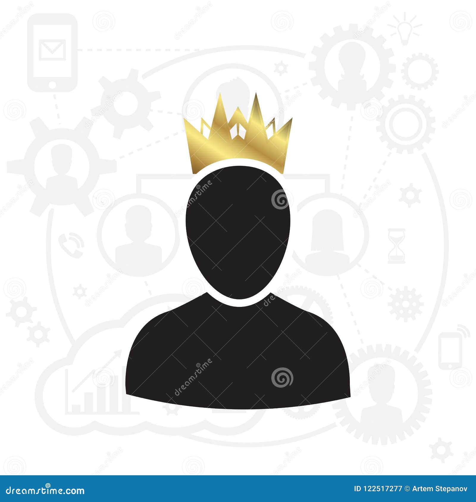 Admin With Gold Crown Icon Vector Illustration | CartoonDealer.com ...