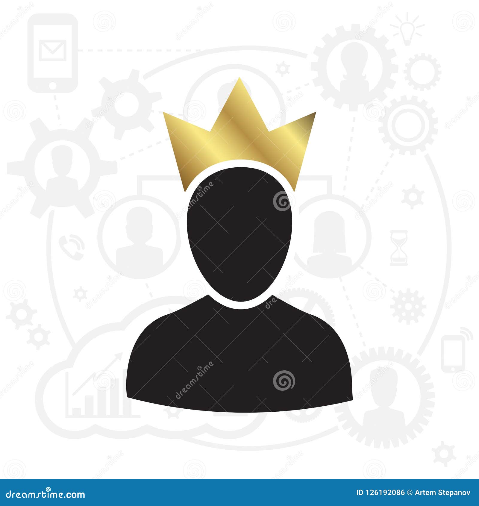 Admin with Gold Crown Icon stock vector. Illustration of emblem - 126192086