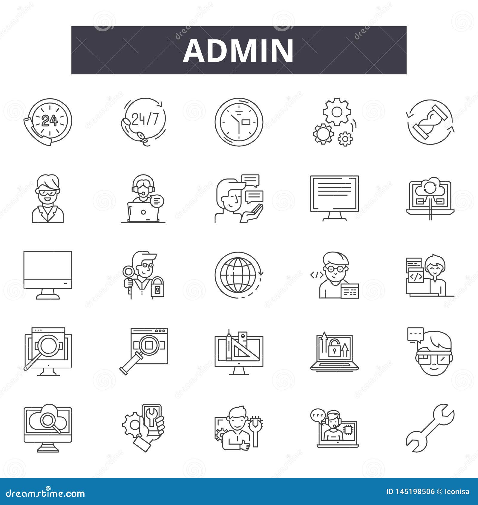 Admin Line Icons, Signs, Vector Set, Outline Illustration Concept ...