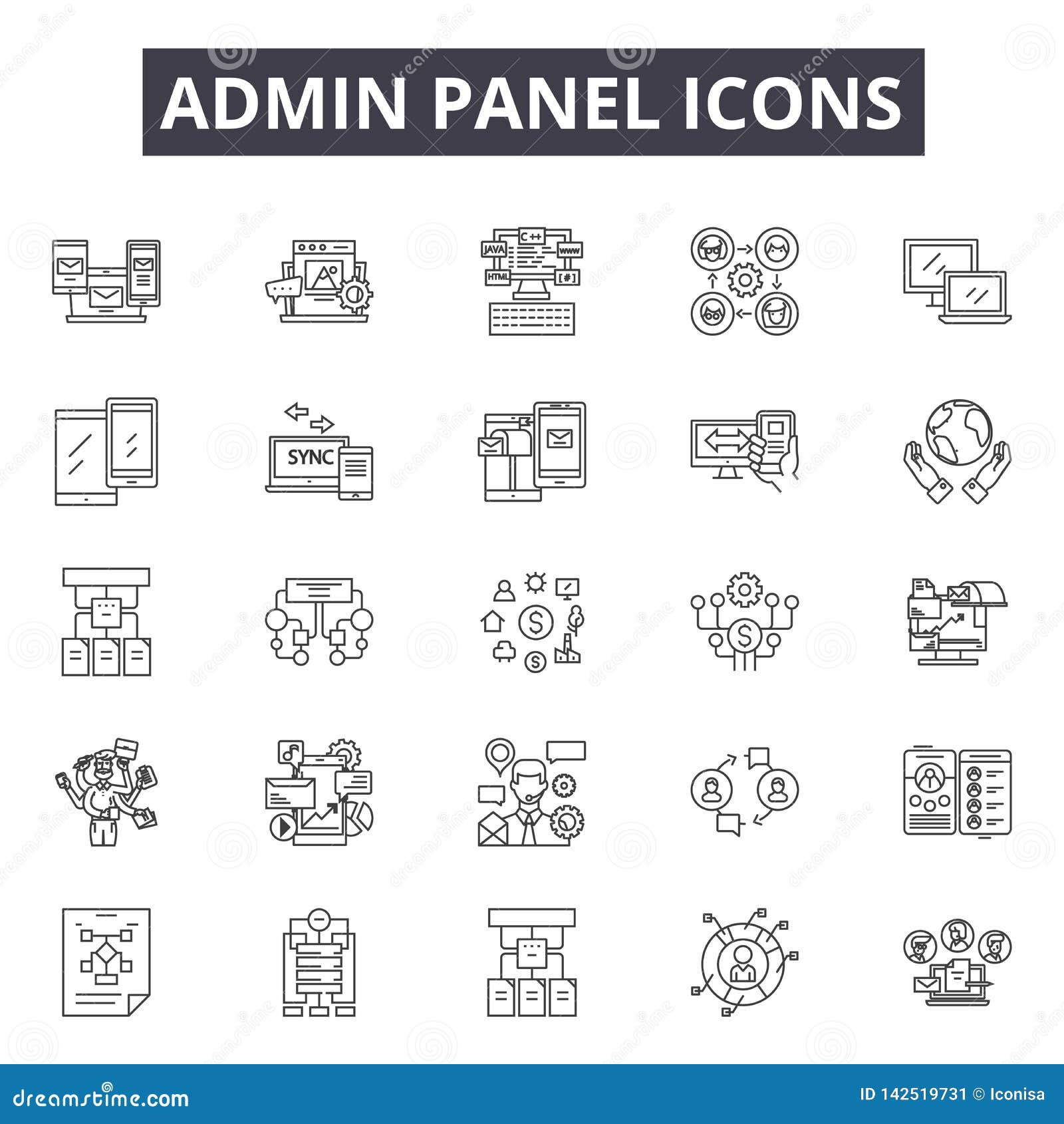 Admin Panel Line Icons. Editable Stroke Signs. Concept Icons: Dashboard ...