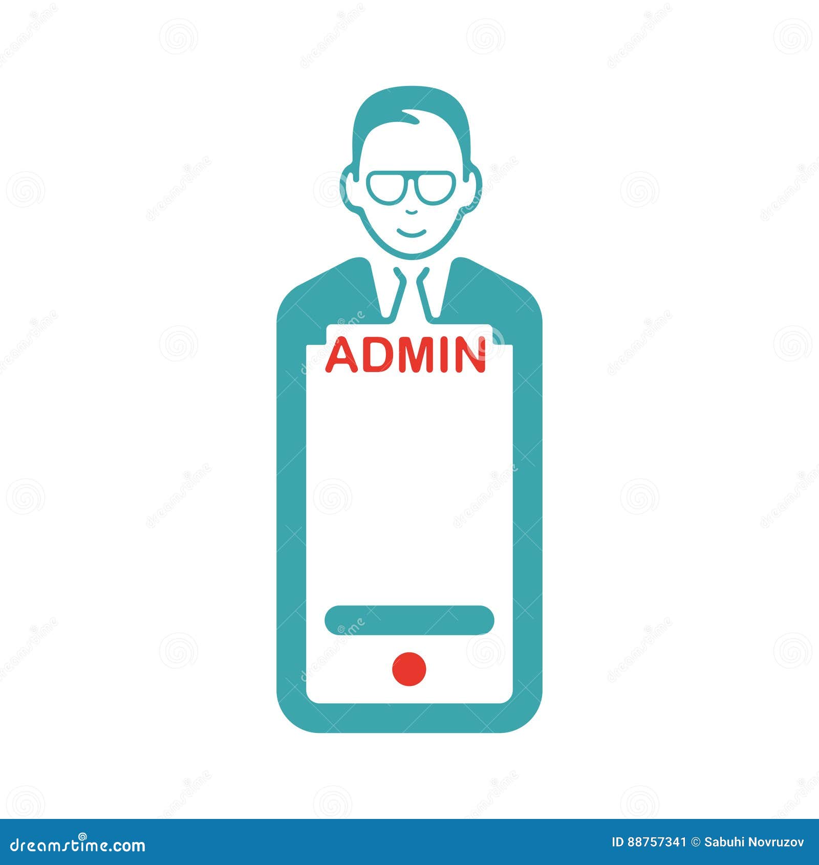 Admin Sign on Smartphone Screen Vector Illustration. Stock Vector ...