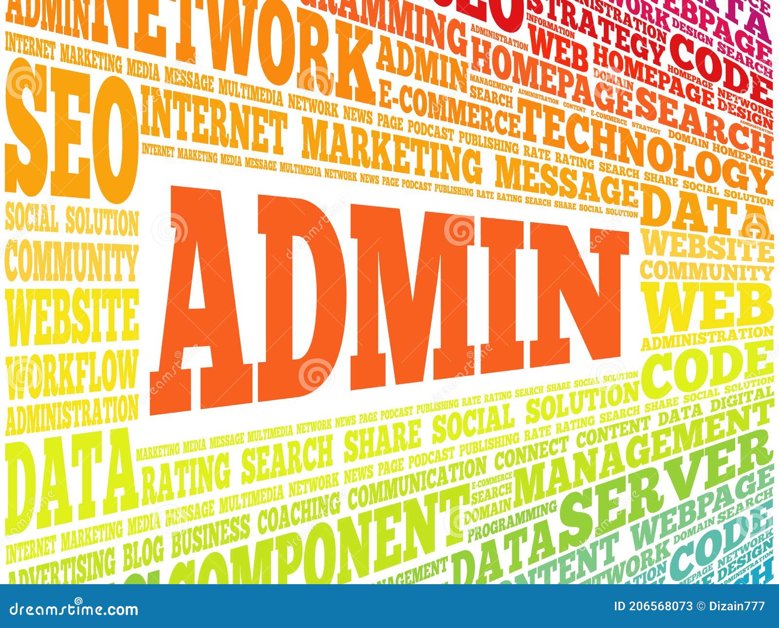 ADMIN word cloud stock illustration. Illustration of admin - 206568073