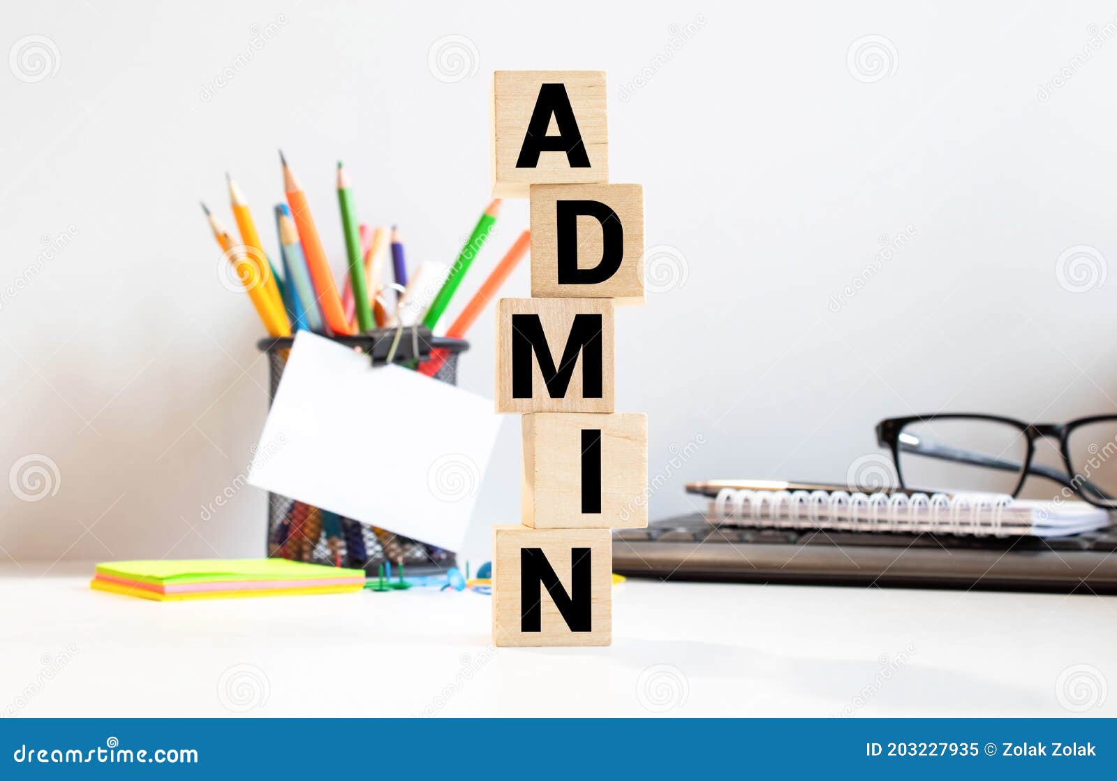 Admin Word Built With Letter Cubes On A Light Stock Photography ...