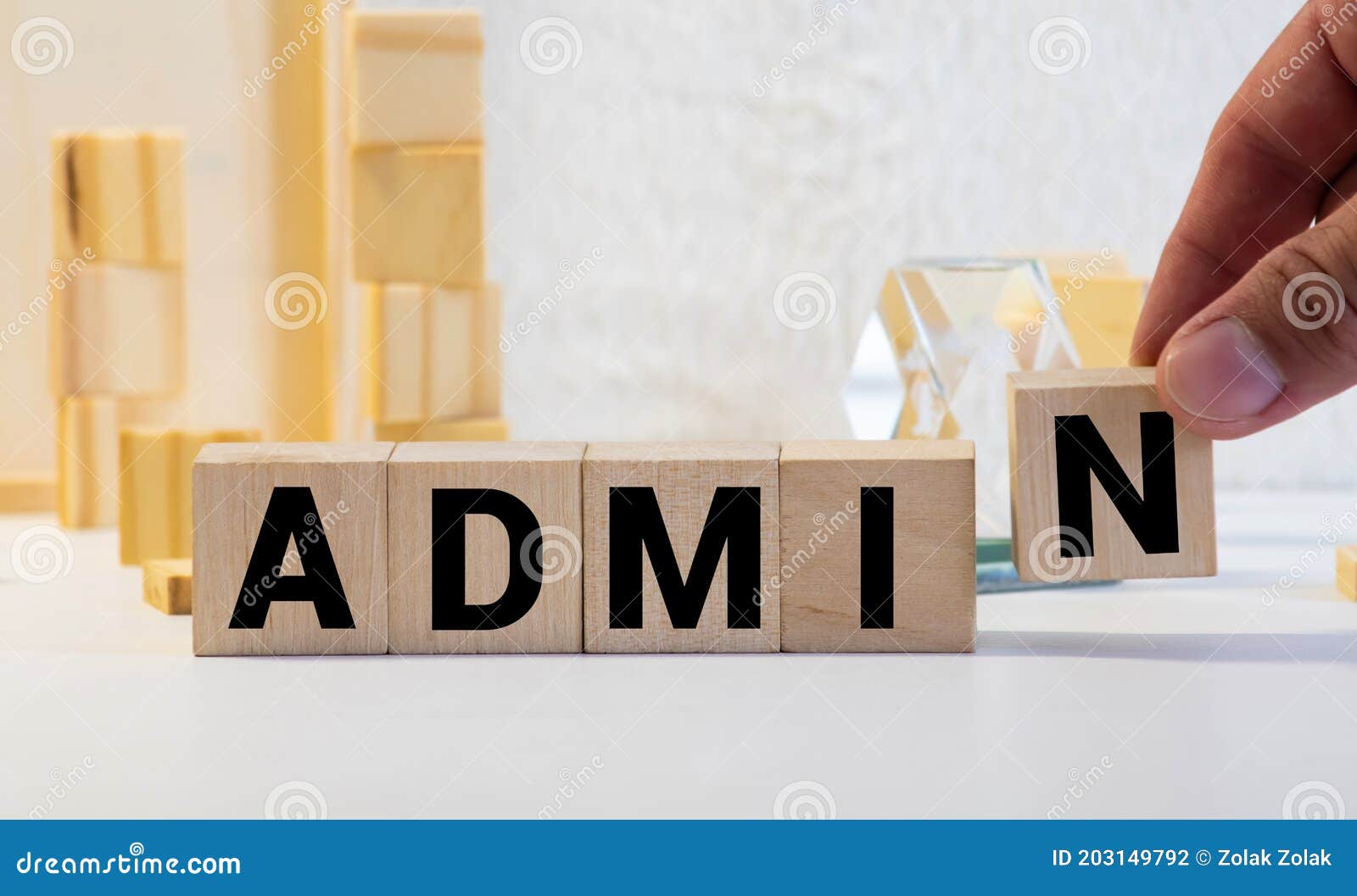ADMIN Word Made with Building Blocks Isolated on White Stock Photo ...