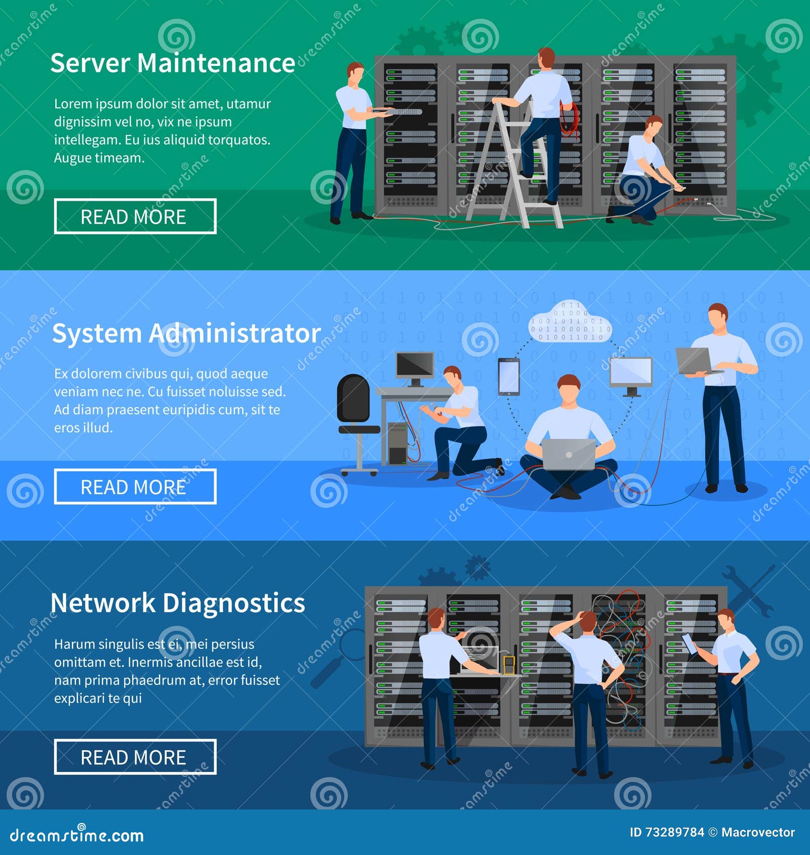 Administrateur Informatique Horizontal Banners Illustration de Vecteur ...