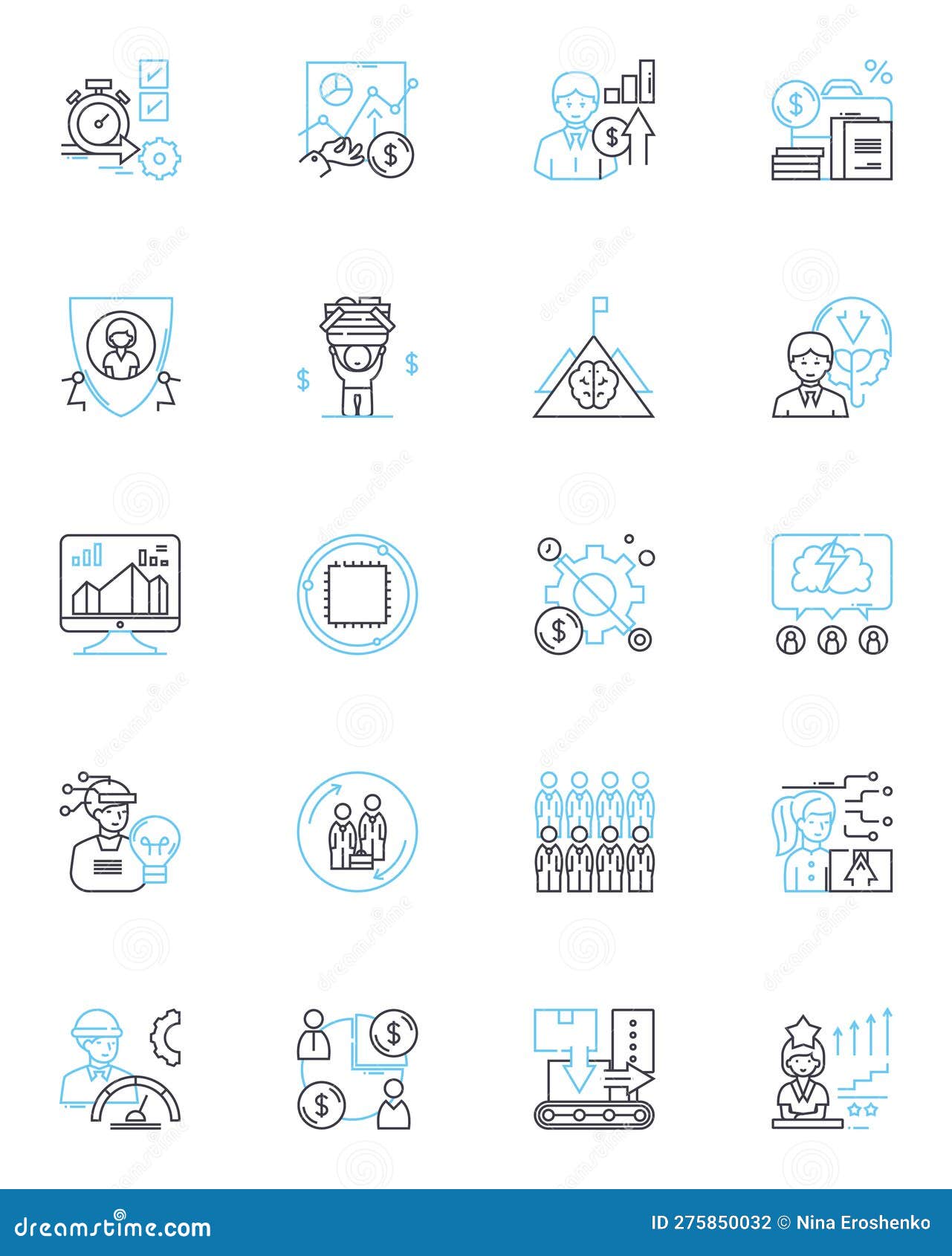 Administration Linear Icons Set. Efficiency, Management, Organization ...