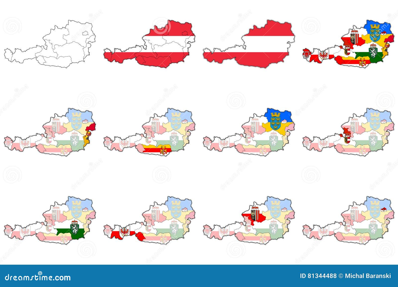 Administration Map of Austria Stock Illustration - Illustration of ...