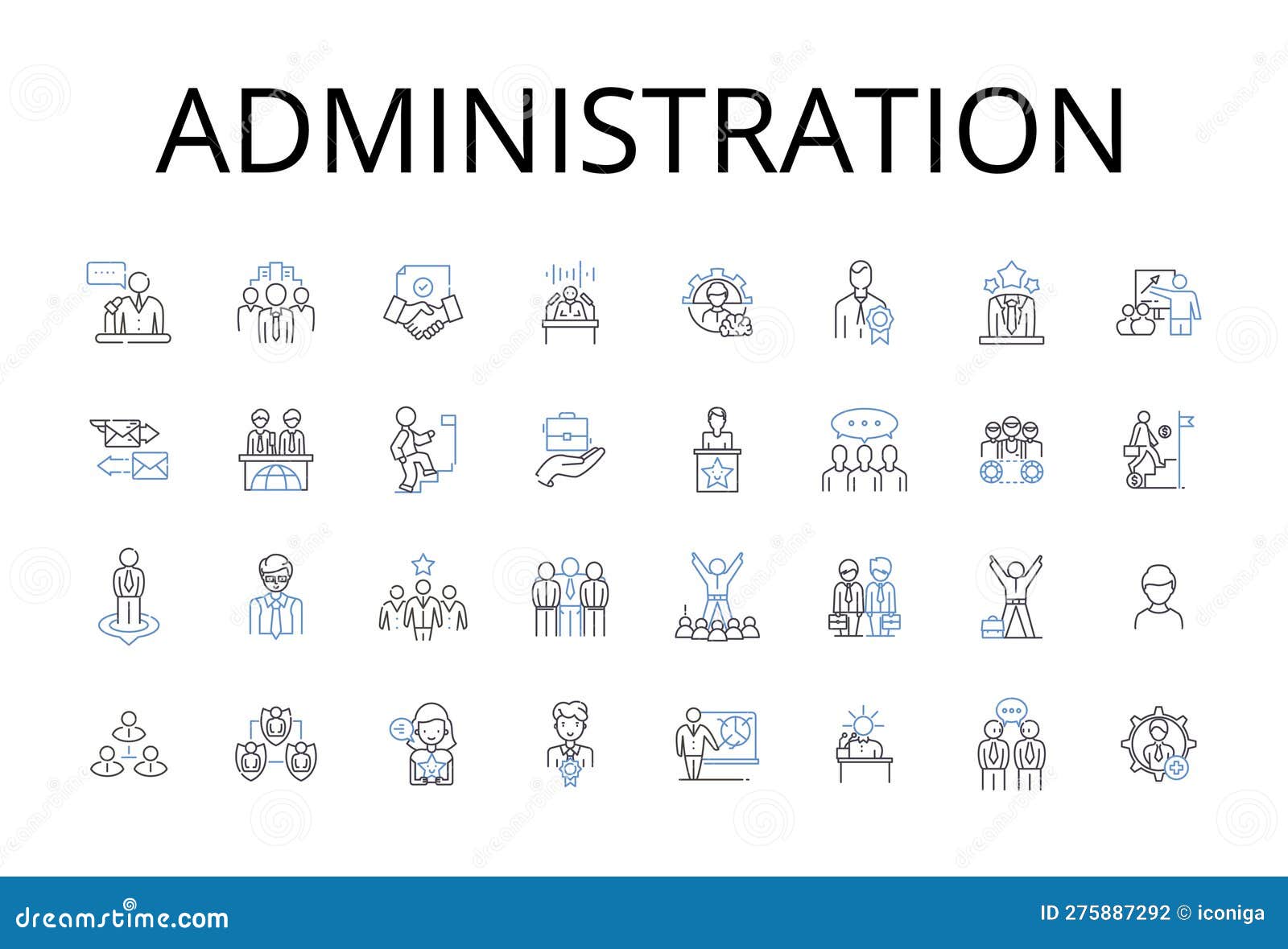 Administration Line Icons Collection. Management, Governance, Control ...