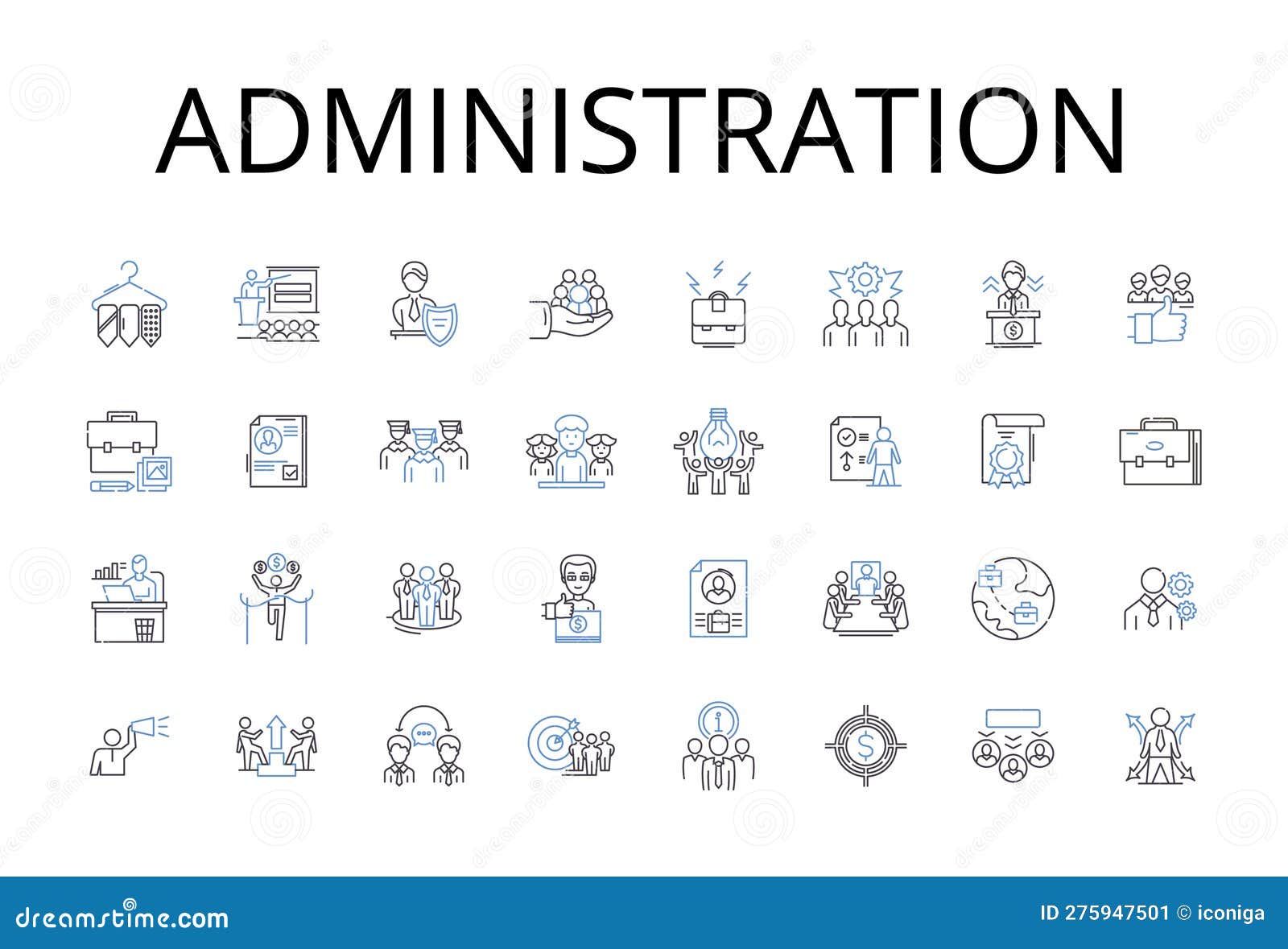 Administration Line Icons Collection. Management, Governance, Control ...