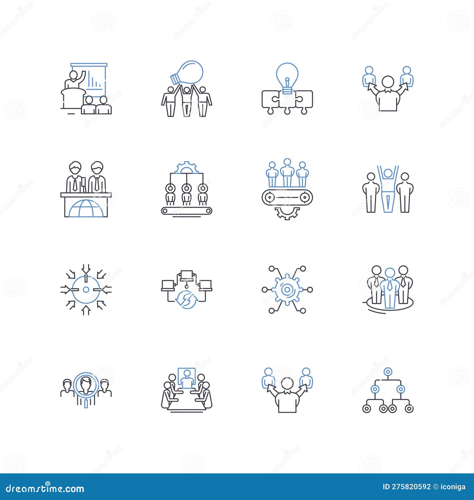 Administration Rally Line Icons Collection. Leadership, Support, Unity ...