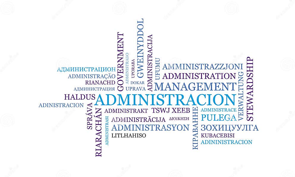 Administration Word in Several Languages and Color Tones Stock ...