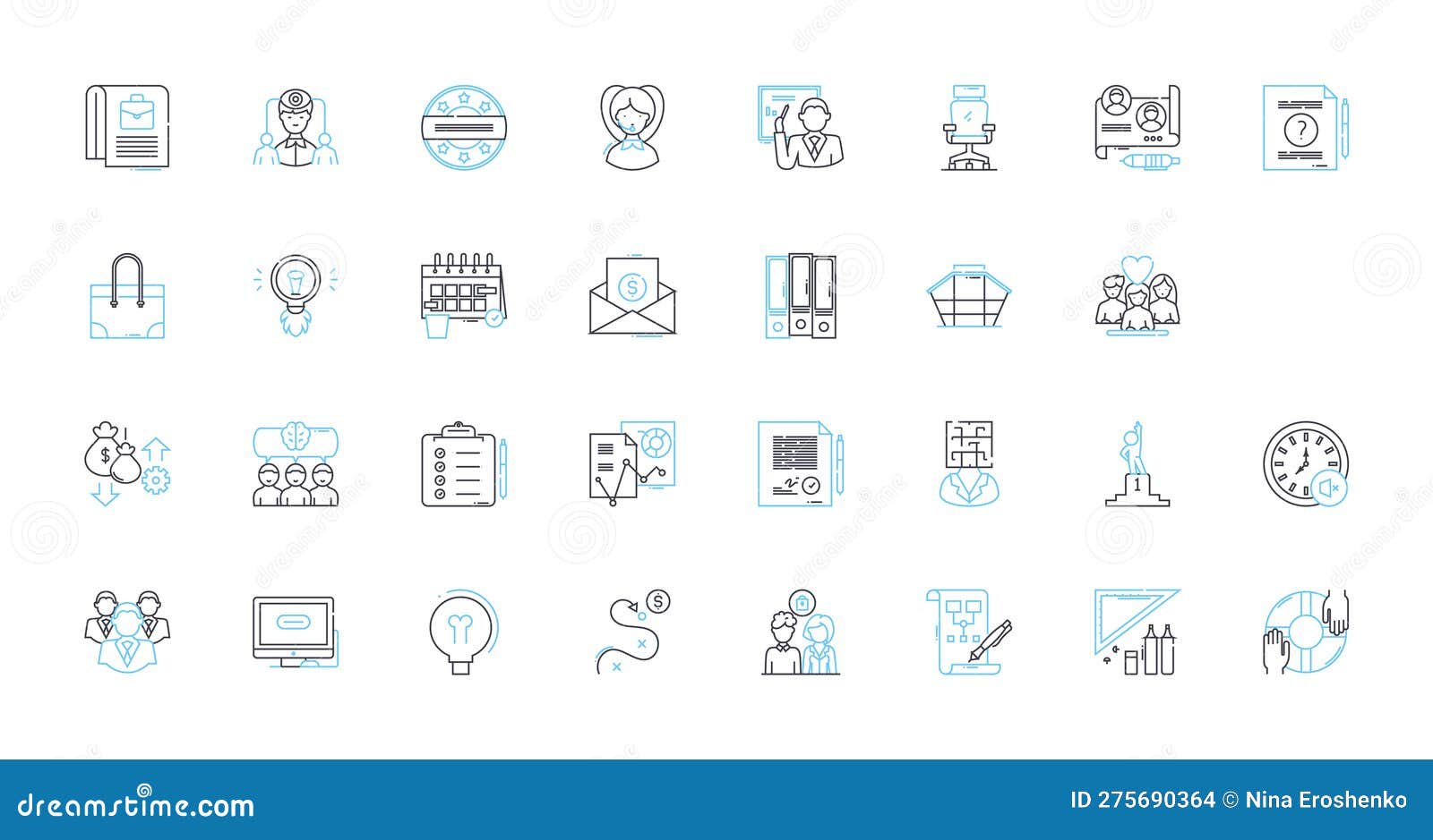 Administrative Duty Linear Icons Set. Management, Organization ...