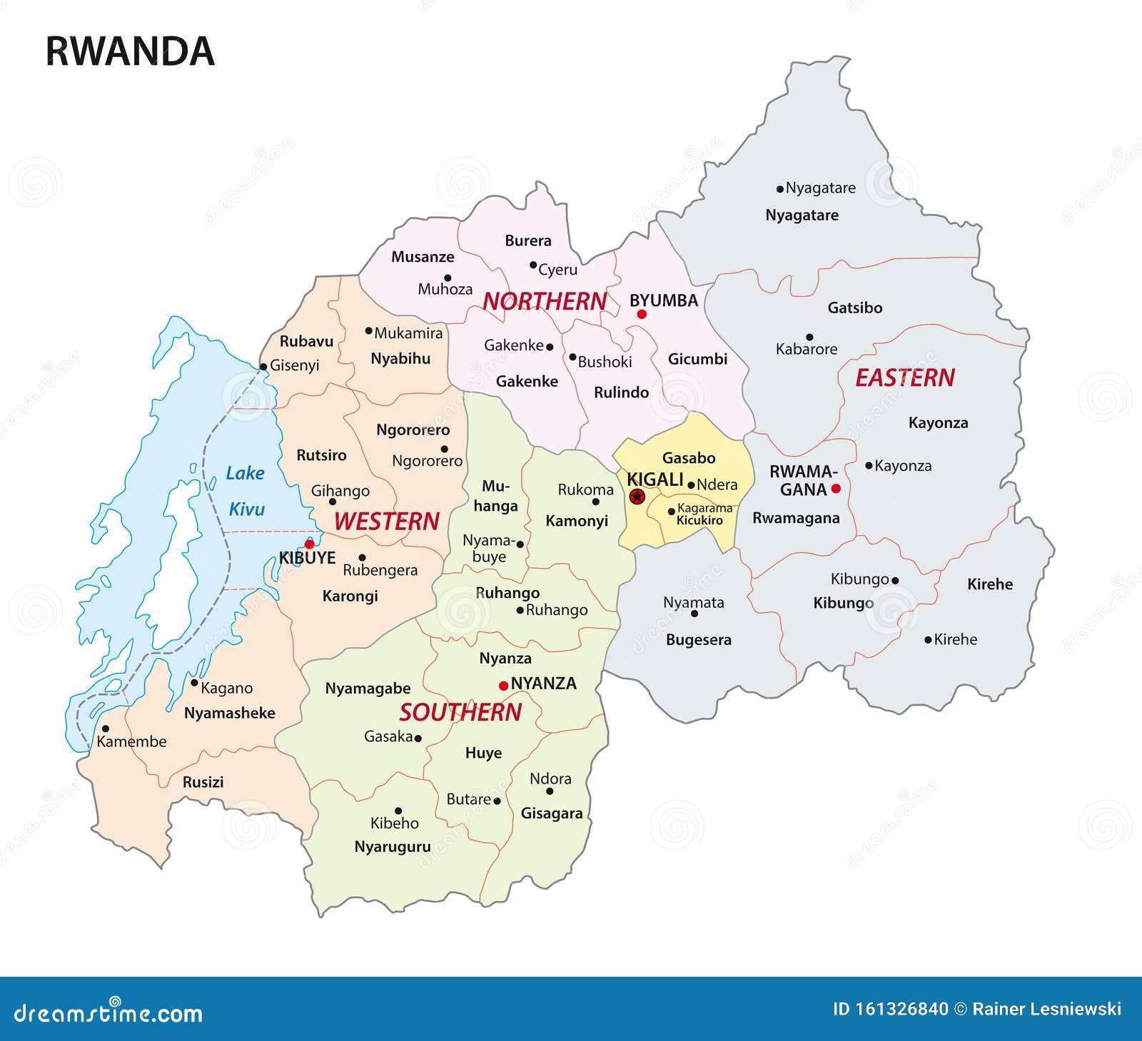 Administrative Map of the African State Republic of Rwanda Stock Vector - Illustration of ...
