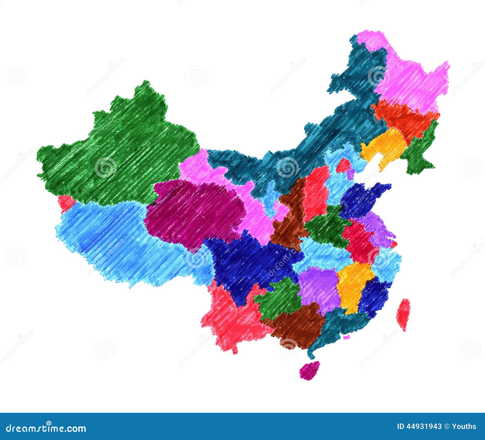 Administrative Map of China with Brush Stroke Isolated Stock Image ...