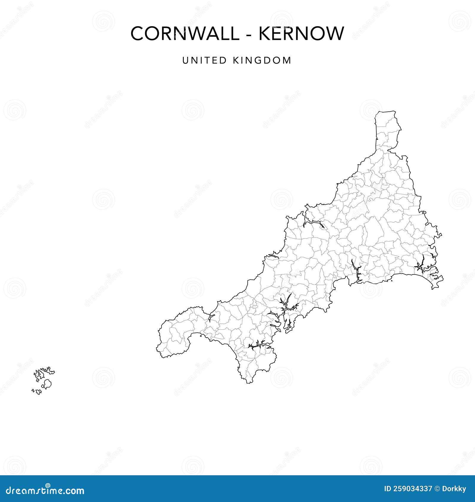 Administrative Map of Cornwall As of 2022 - Vector Illustration Stock ...