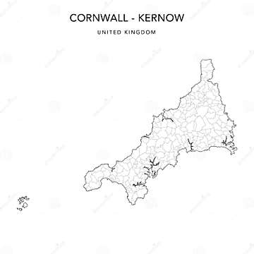 Administrative Map of Cornwall As of 2022 - Vector Illustration Stock ...
