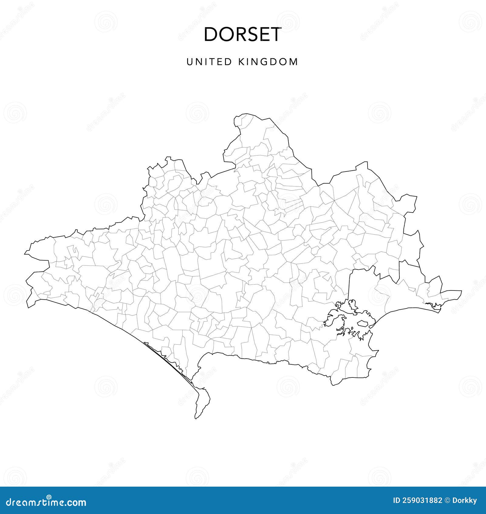 Map Of Dorset In South West England Province On White Background ...