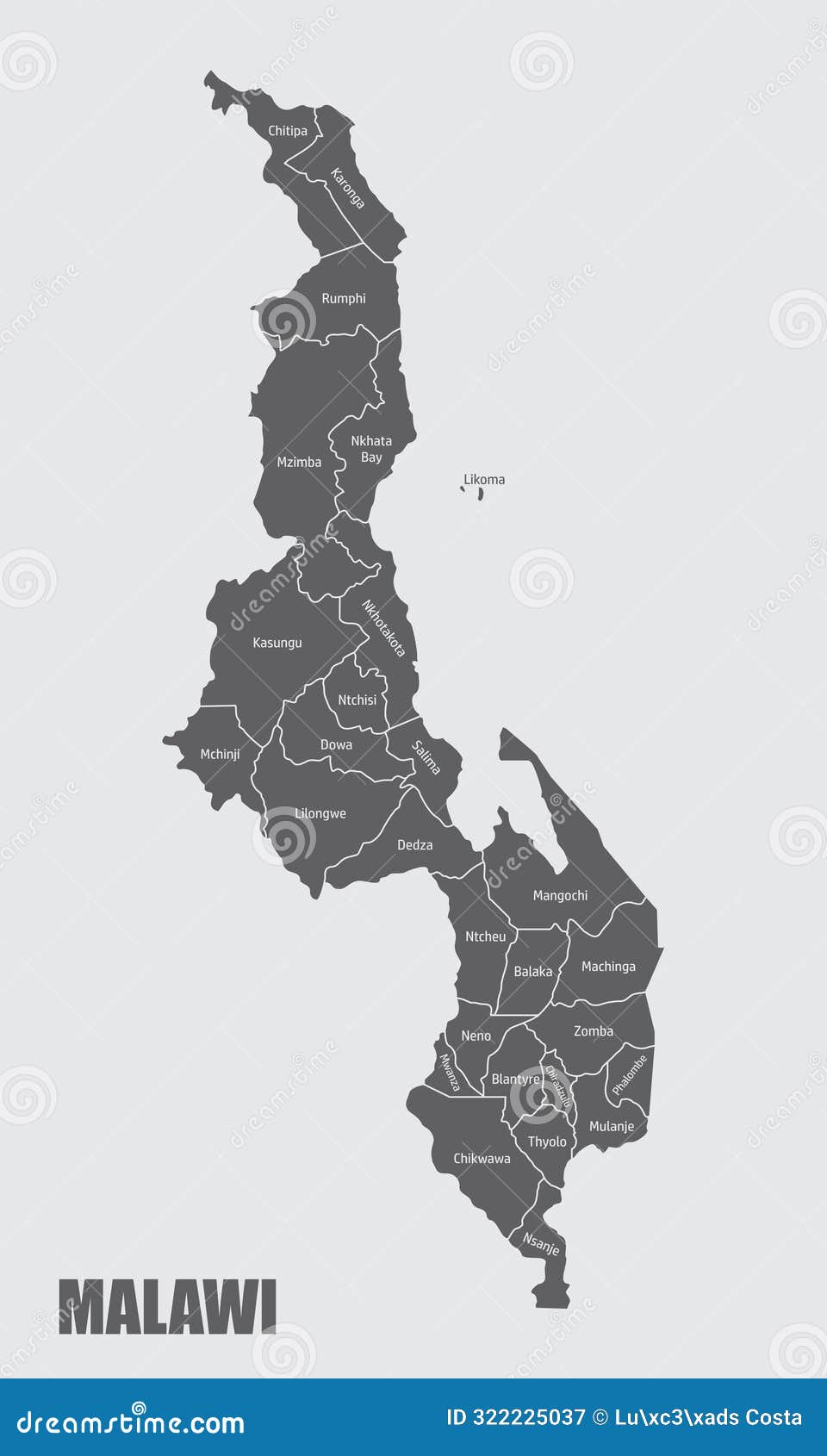 Malawi administrative map stock vector. Illustration of abstract ...