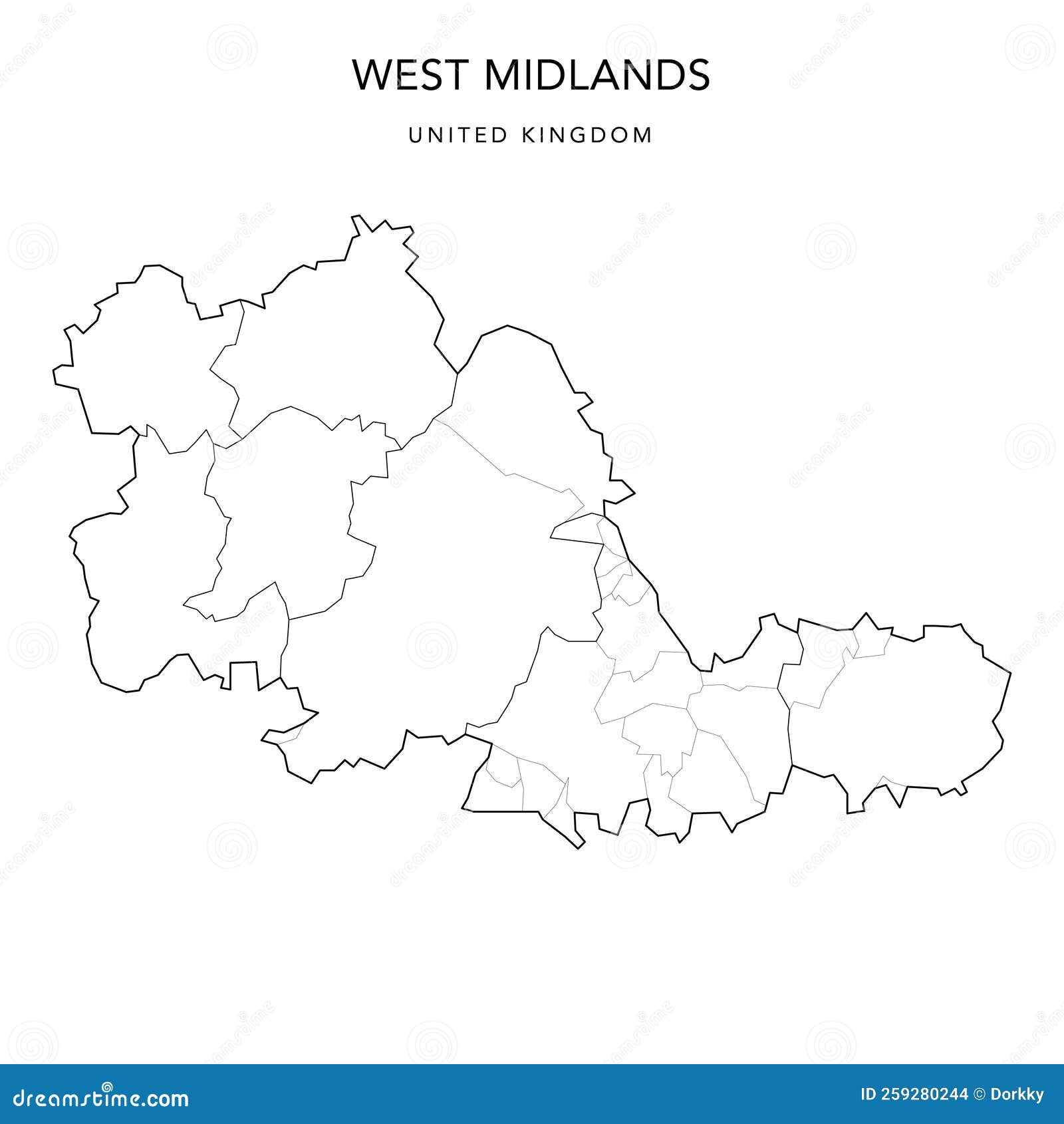 Administrative Map of the West Midlands As of 2022 - Vector ...