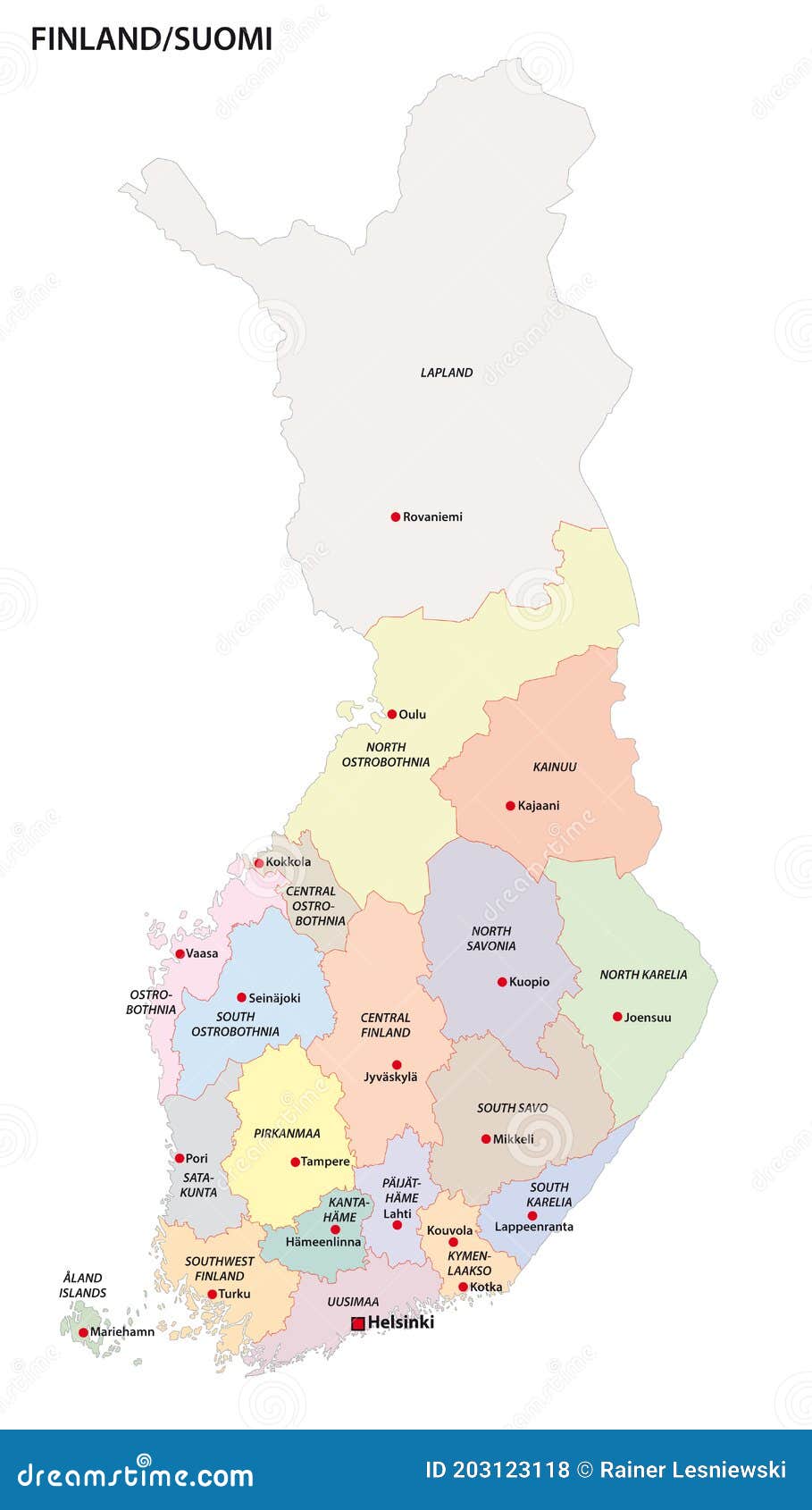 Political Map Of Finland Isolated On Transparent Background Vector ...