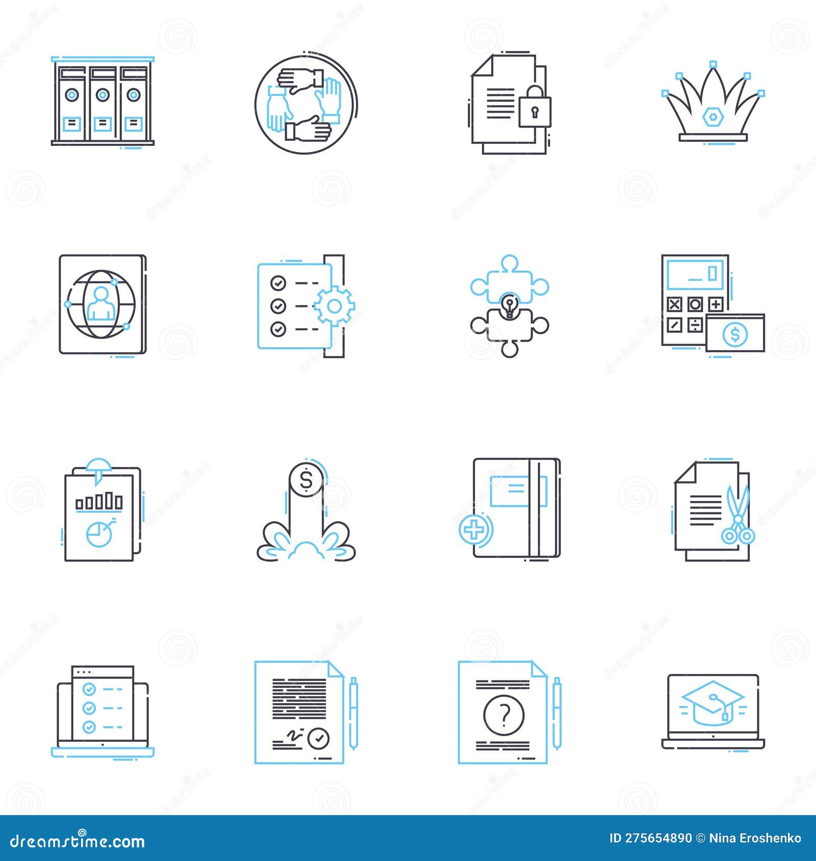 Administrative Setup Linear Icons Set. Hierarchy, Structure, Protocol ...