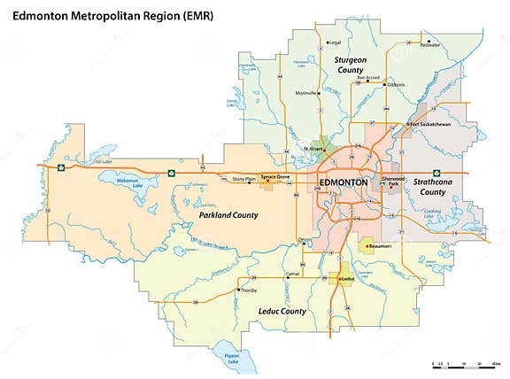 Administrative Vector Map of the Edmonton Metropolitan Region, Alberta ...