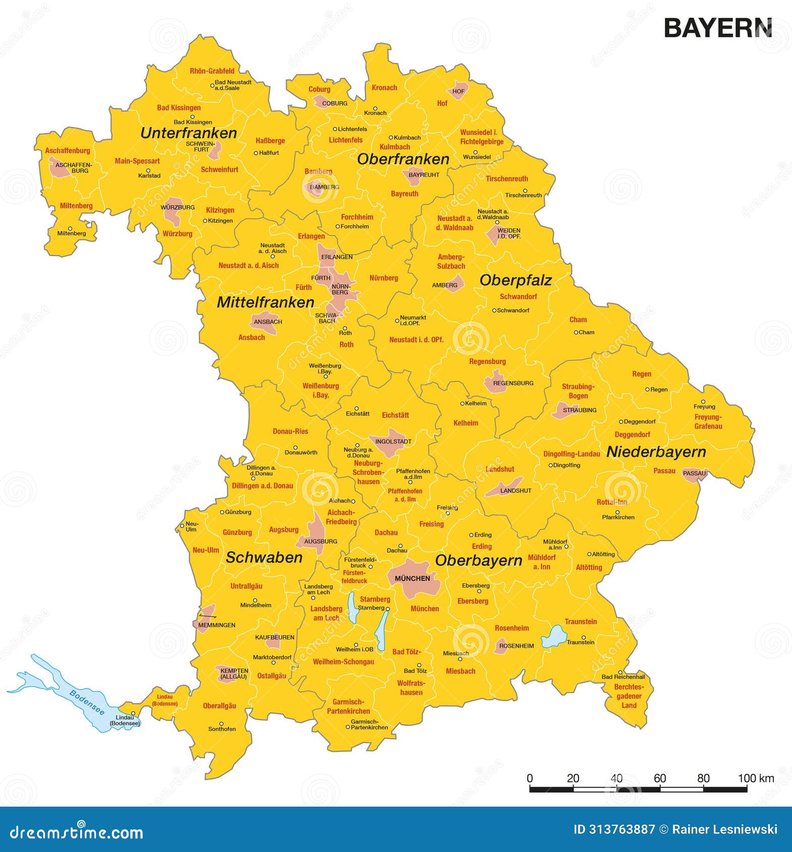 Administrative Vector Map of the German State of Bavaria Stock Vector ...