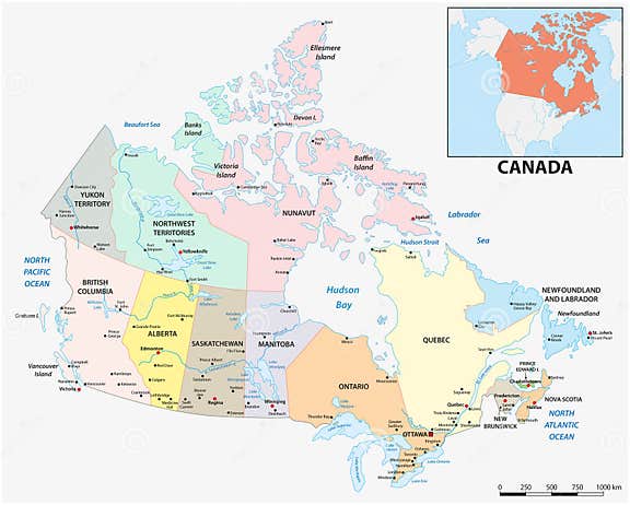 Administrative Vector Map of the North American State of Canada Stock ...