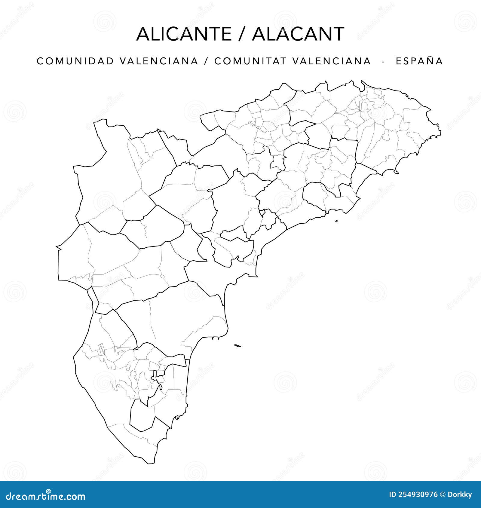 Administrative Vector Map of the Province of Alicante As of 2022 ...