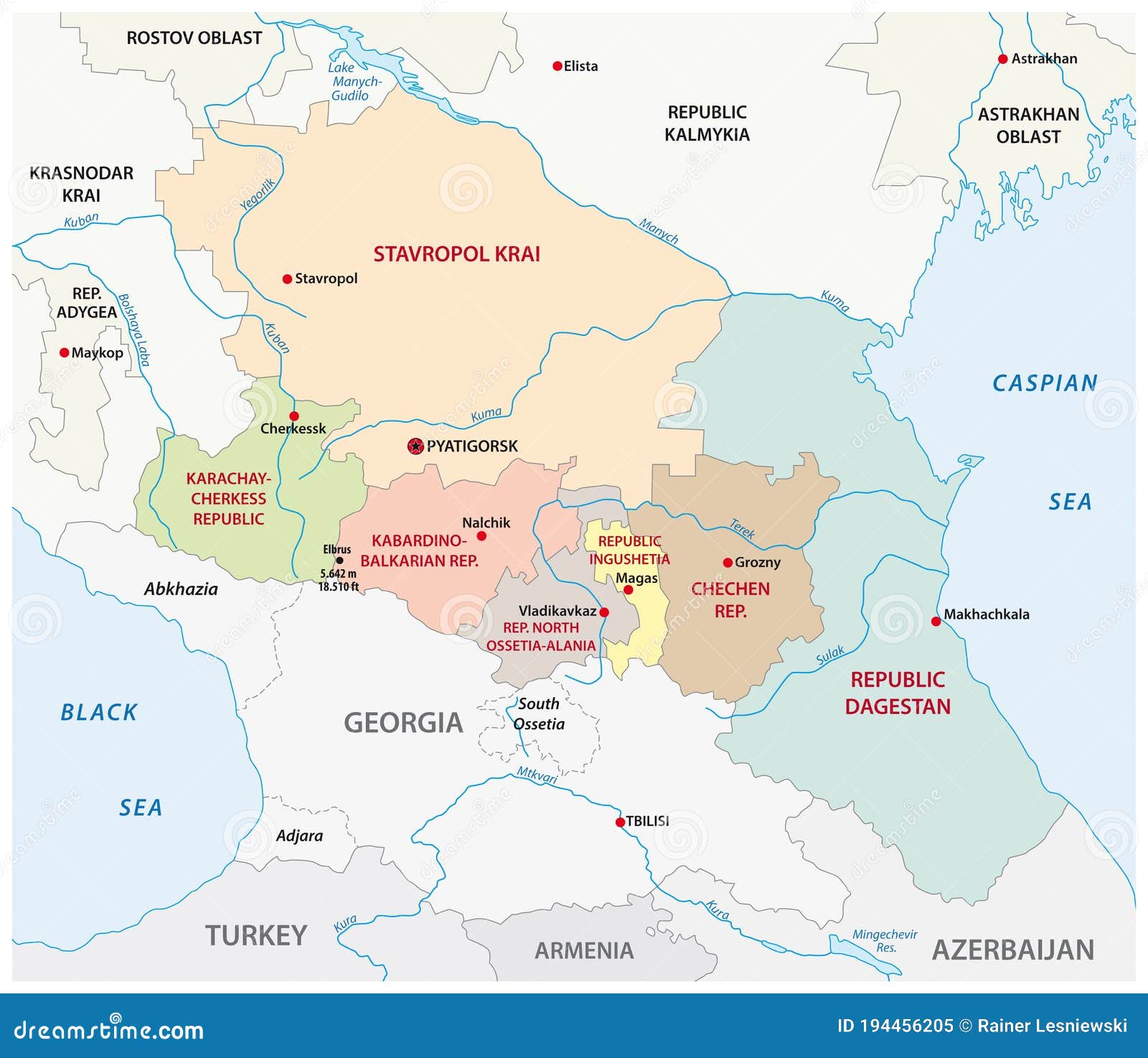 Outline Map Of Kalmykia With Flag Vector Illustration | CartoonDealer ...