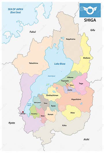 Administrative Vector Map of Shiga Prefecture, Kinki, Japan Stock ...
