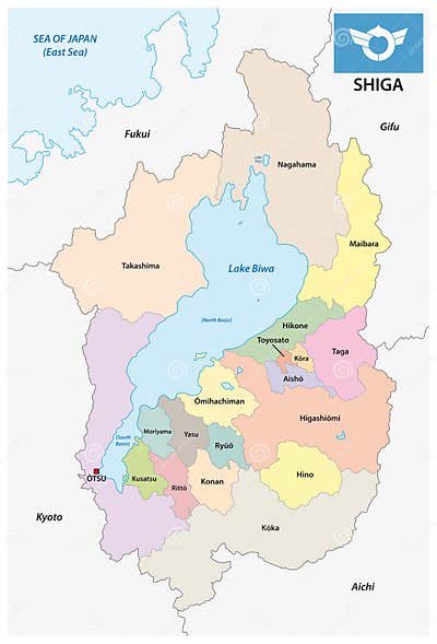 Administrative Vector Map of Shiga Prefecture, Kinki, Japan Stock ...